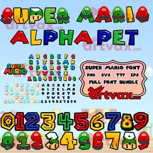 Mario Alphabet Png Svg Ttf, Super Font, Mario Font Ttf, Mario Brothers ...
