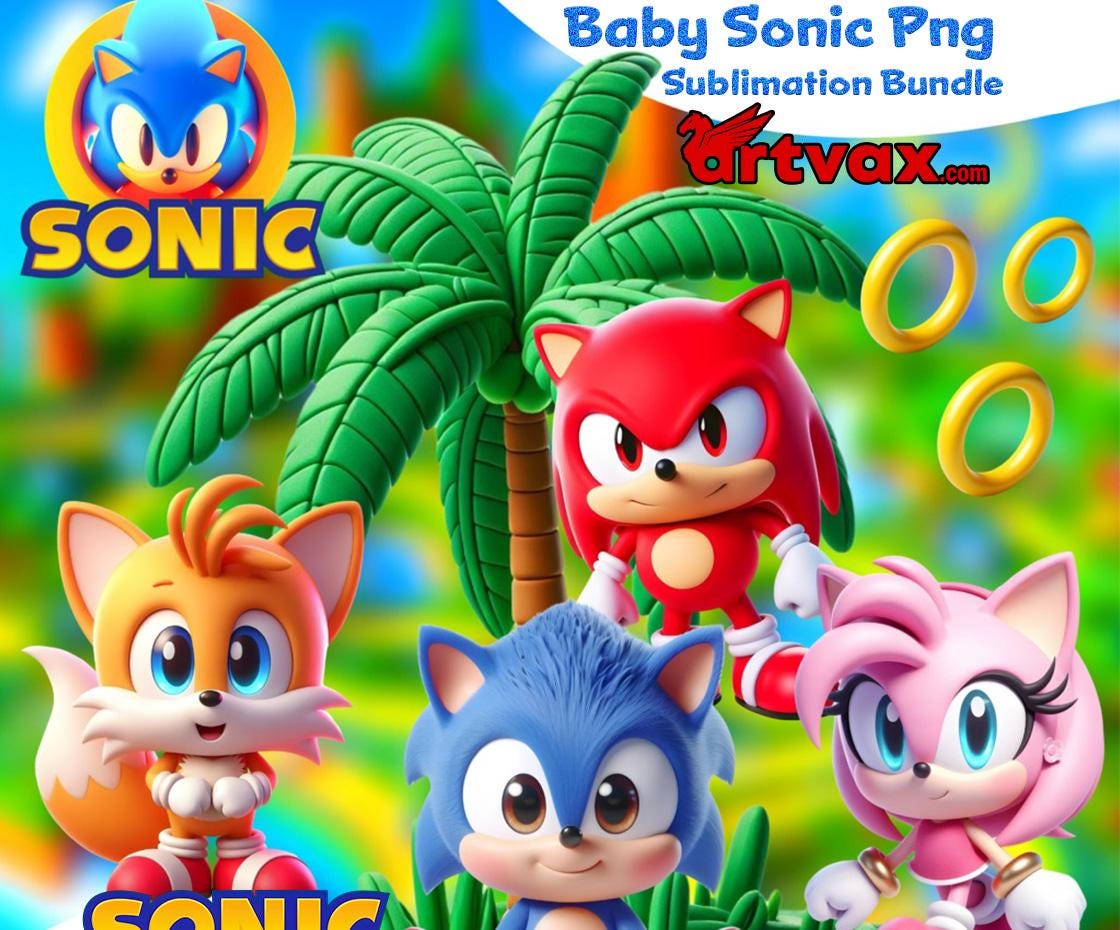 Cute Baby Sonic Clipart, the Hedgehog Png Bundle, Instant Digital ...