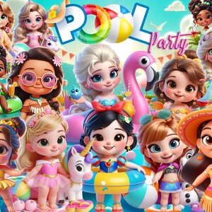 Princess Pool Party PNG Bundle, Princess Pool Decor, Frozen Png, Snow ...