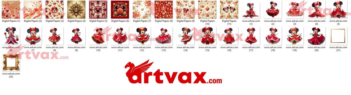 Red Minnie Royal Princess Clipart Bundle, Minnie Royalty Png, Mouse ...