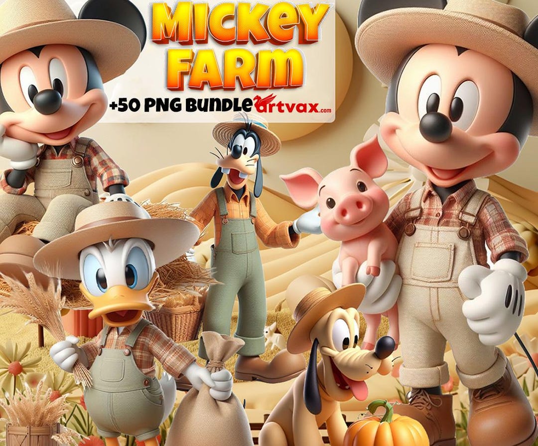 Mickey Farmer Clipart Bundle, Mickey Farm PNG, Farmer Mickey Pngs ...