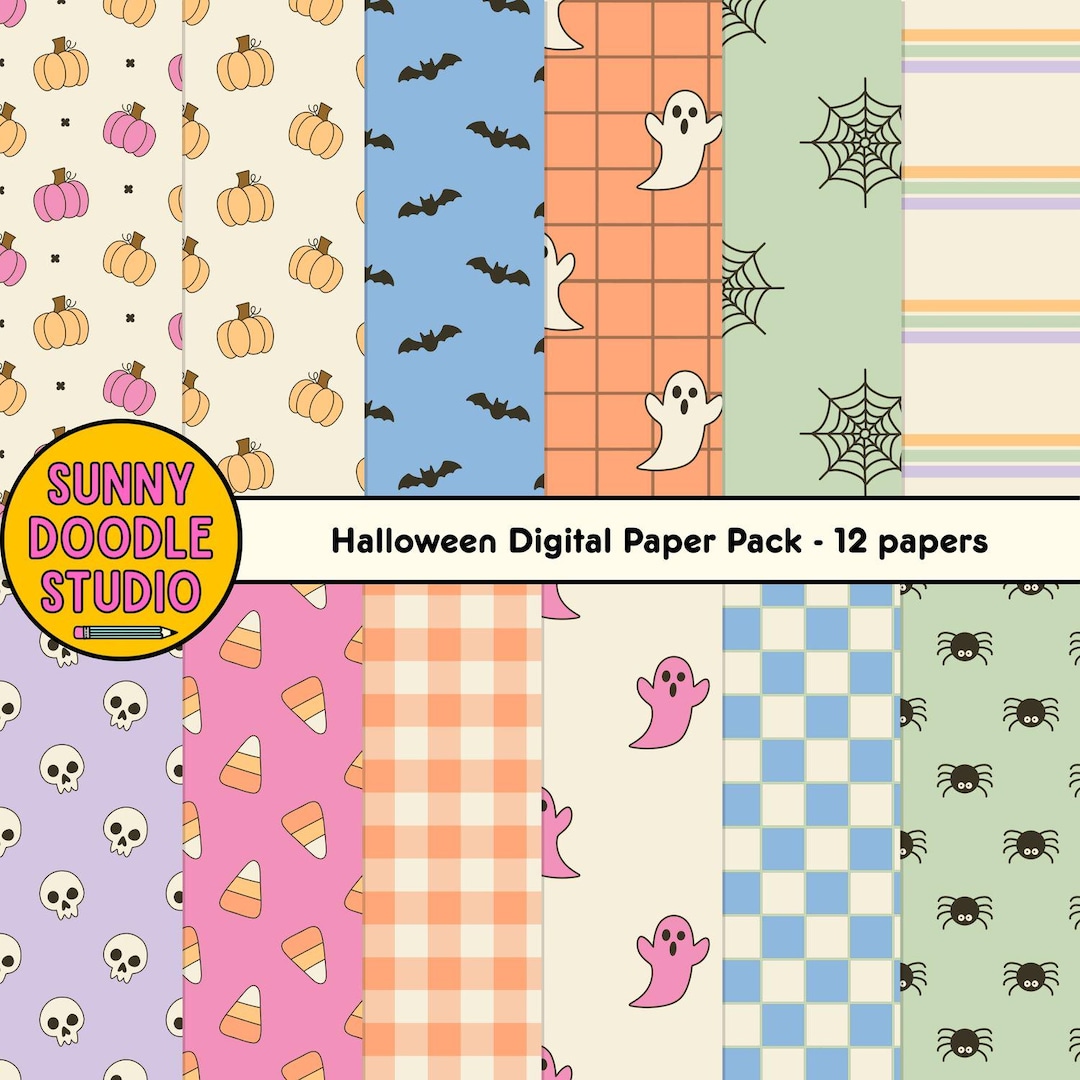 Halloween Seamless Pattern, Digital Paper Pack - PNG Files - 300 Dpi ...