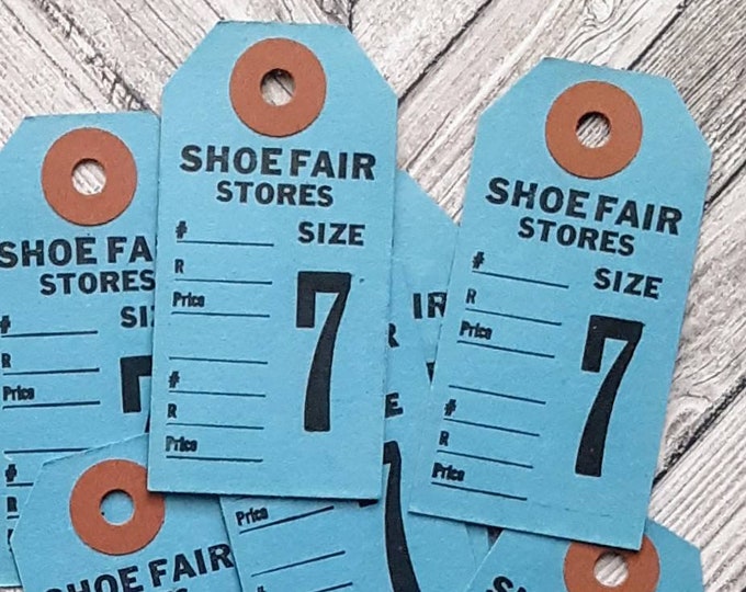 Vintage Shoe Tags Set of 10 Blue Size 7 Shoe Price Tags Vintage Number ...