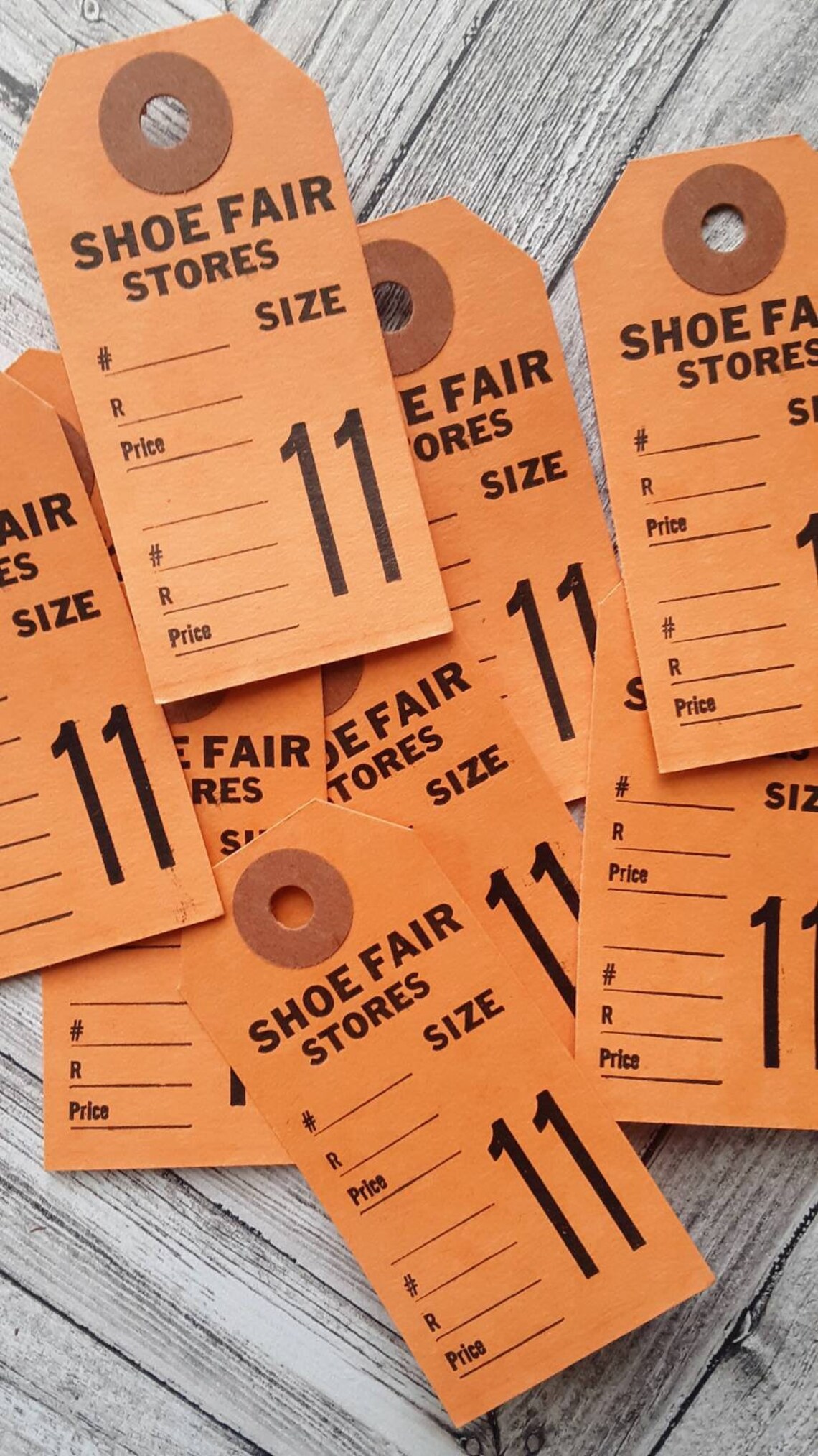 Vintage Shoe Tags Set of 10 Orange Size 11 Shoe Price Tags | Etsy