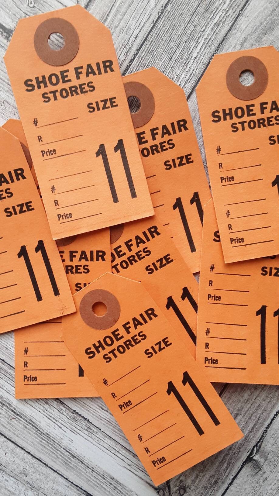 Vintage Shoe Tags Set of 10 Orange Size 11 Shoe Price Tags | Etsy
