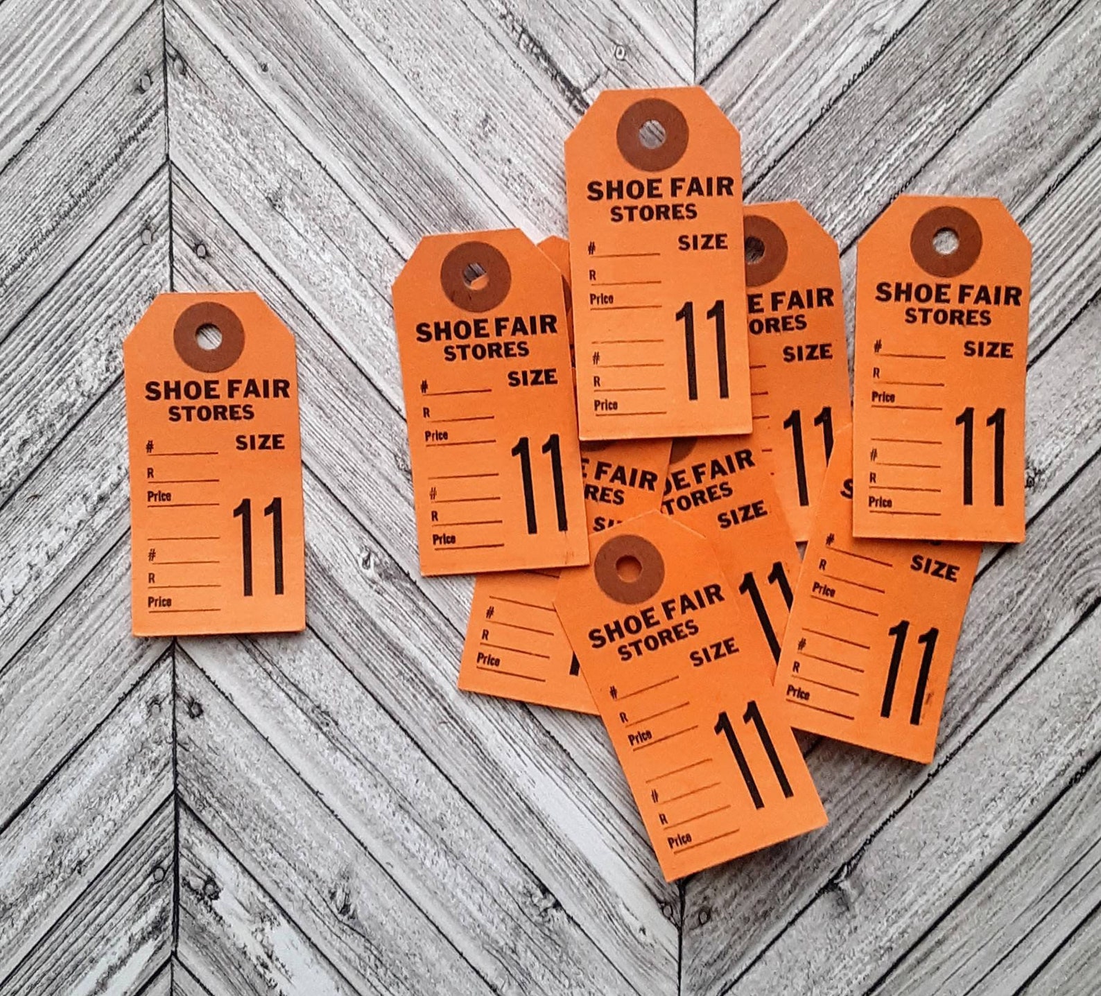 Vintage Shoe Tags Set of 10 Orange Size 11 Shoe Price Tags | Etsy