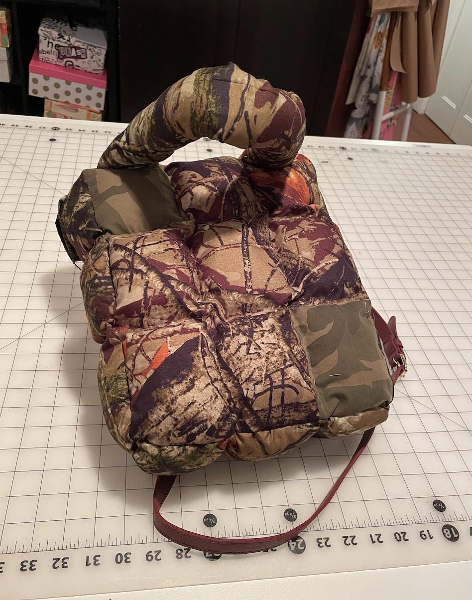 Custom Handsewn Puffer Tote Bag CONSULTATION POST: Upcycled Fabric ...
