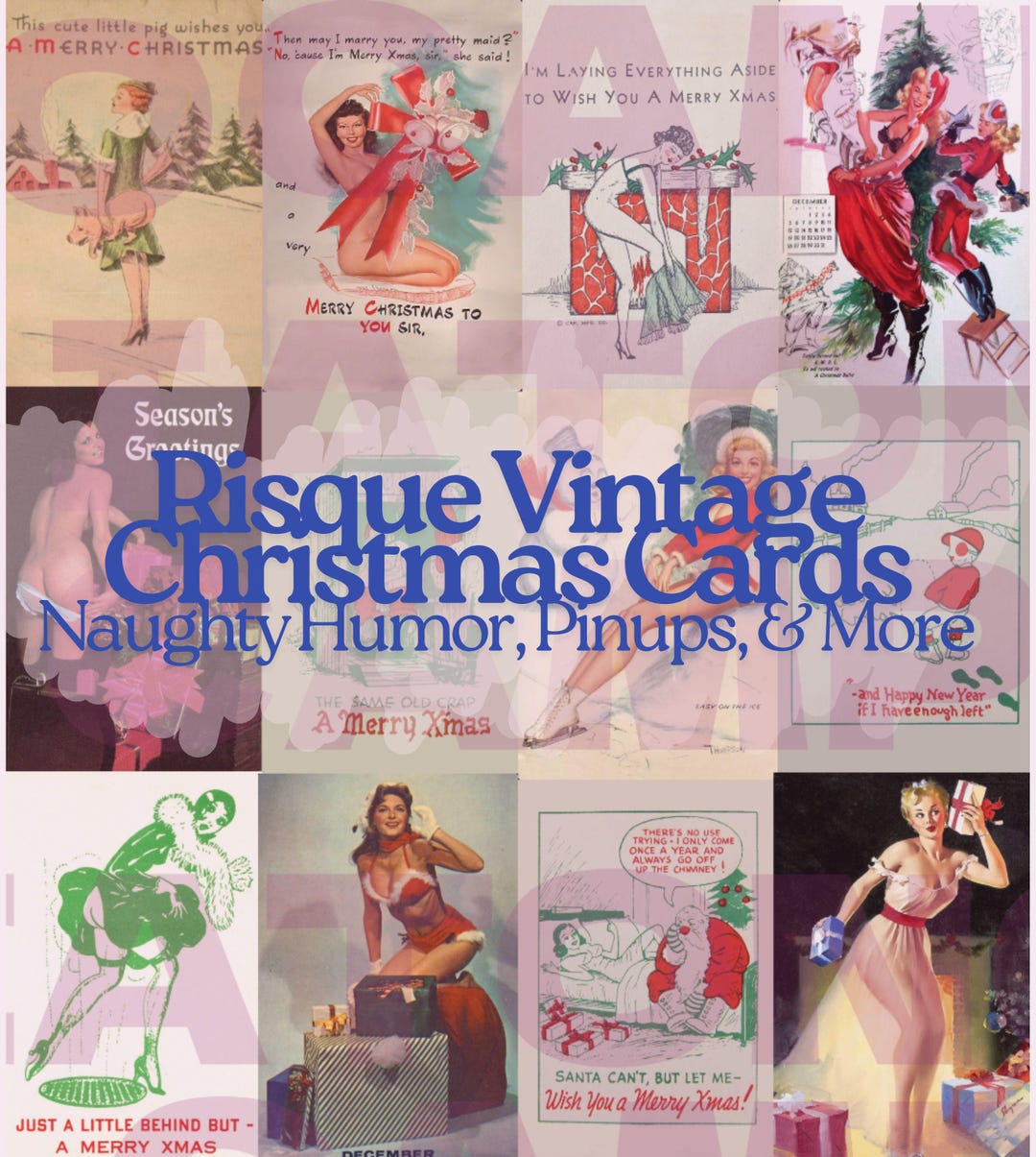Retro Risque Funny Christmas Cards & Pinups (digital Download) 70 ...