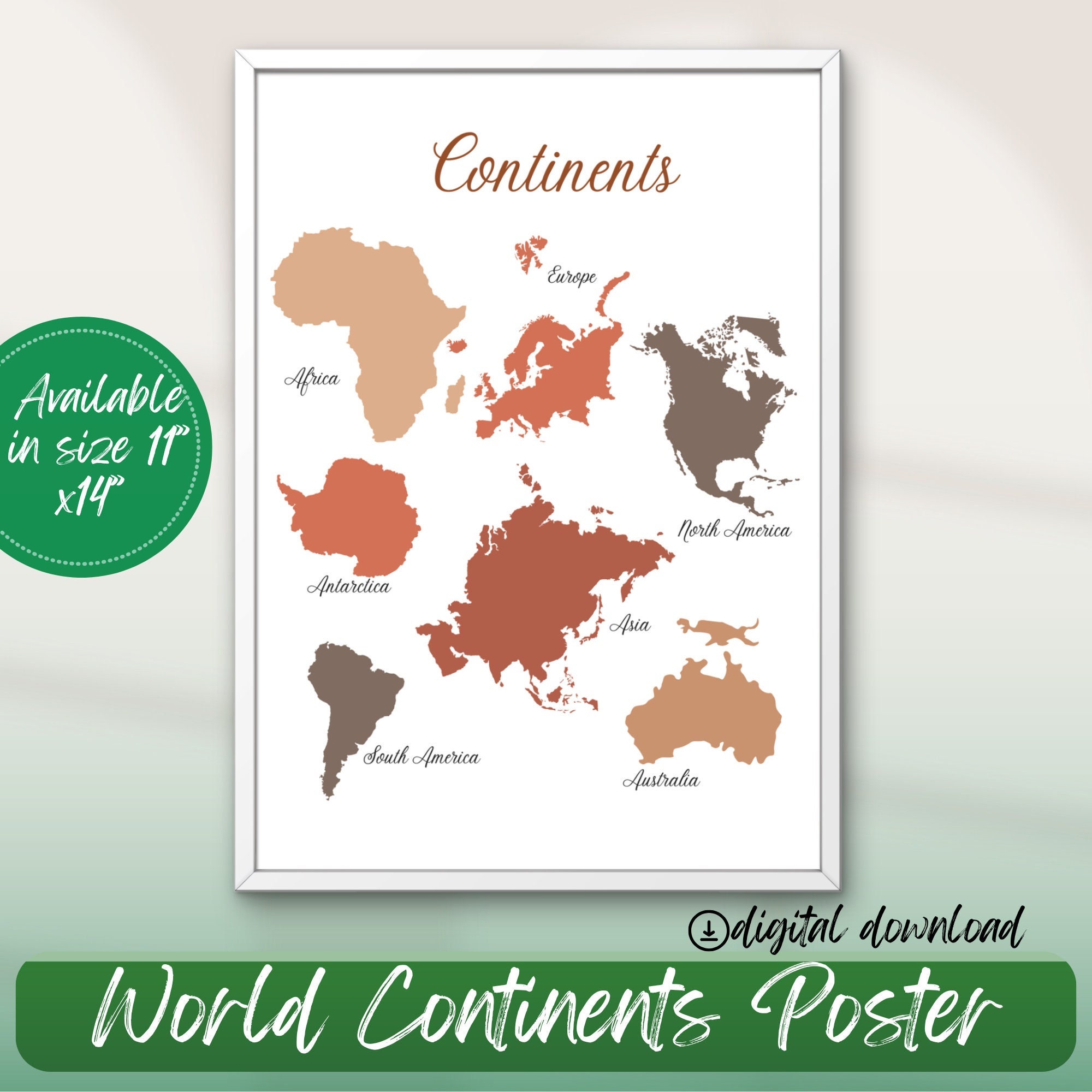 World Continents Poster, Continents Poster, Classroom Map, Continents ...