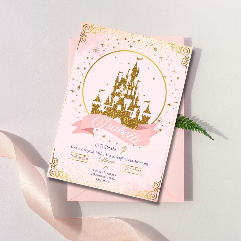 Princess Birthday Invitation, Pink Party Invitation, Girl Birthday ...