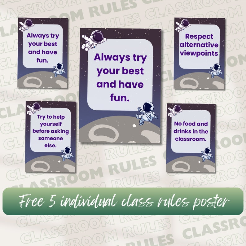 Classroom Rules Poster, Middle School Classroom Rules, Space Theme ...