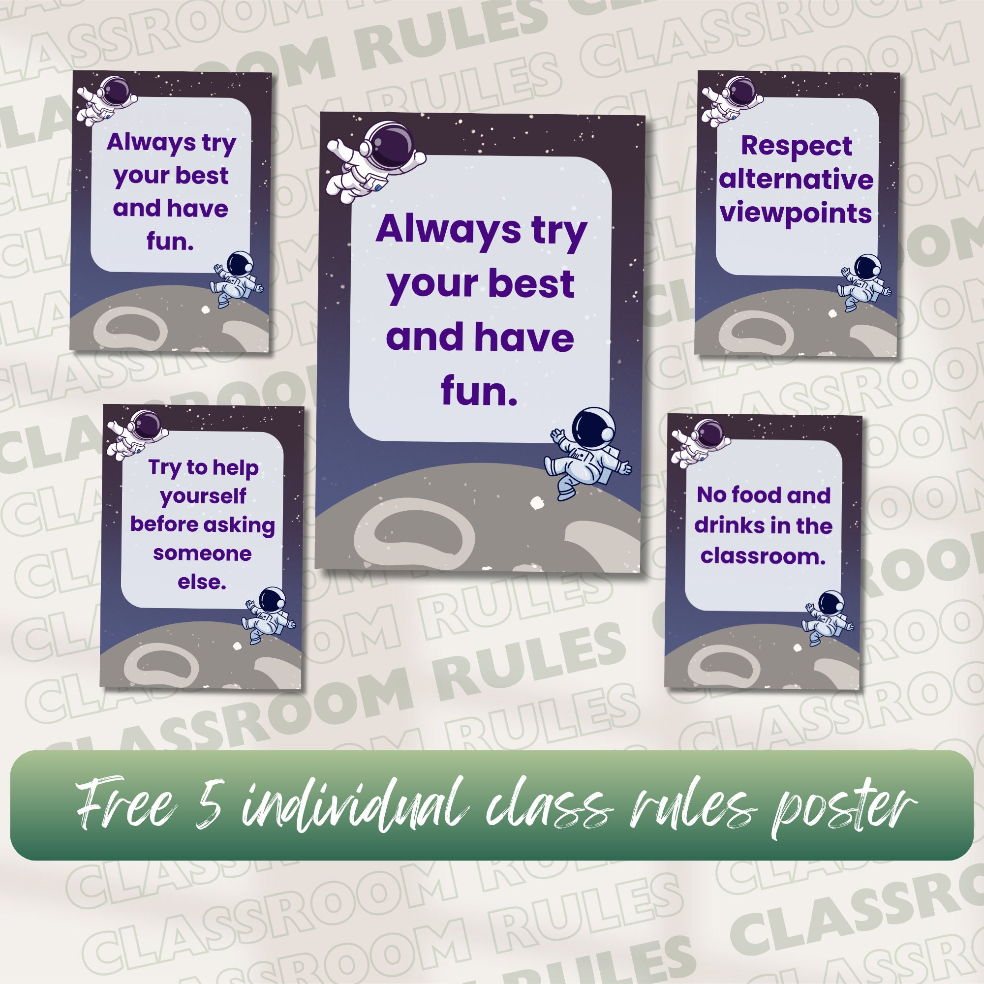 Classroom Rules Poster, Middle School Classroom Rules, Space Theme ...