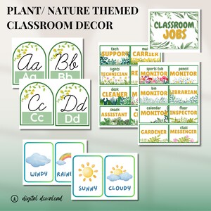 Plant Classroom Decor Bundlegreen Classroom Decorteacher Classroom ...