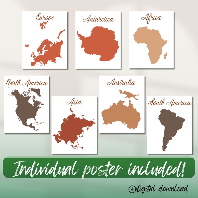 World Continents Poster, Continents Poster, Classroom Map, Continents ...