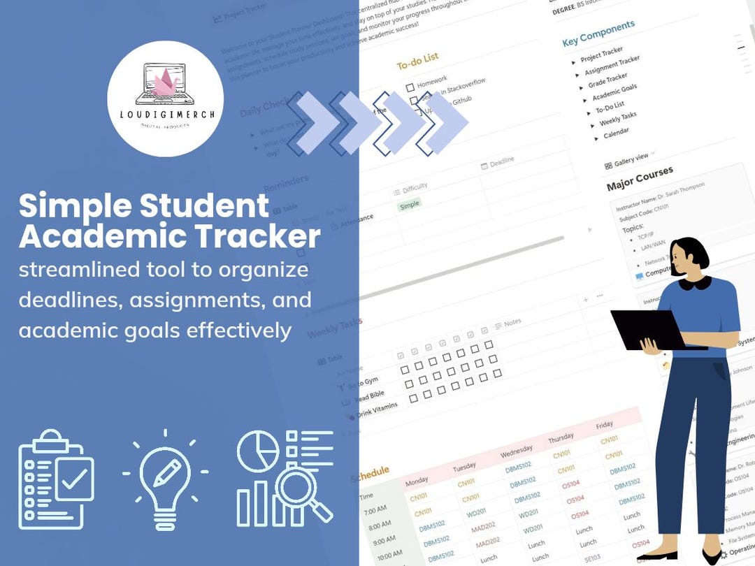 Simple Student Academic Tracker Notion Planner Template - Etsy
