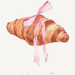 Coquette Croissant Digital Print | Trendy Art | Kitchen Decor | Preppy ...