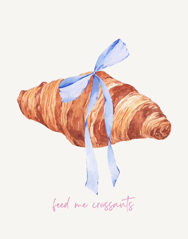Coquette Croissant Digital Print | Trendy Art | Kitchen Decor | Preppy ...