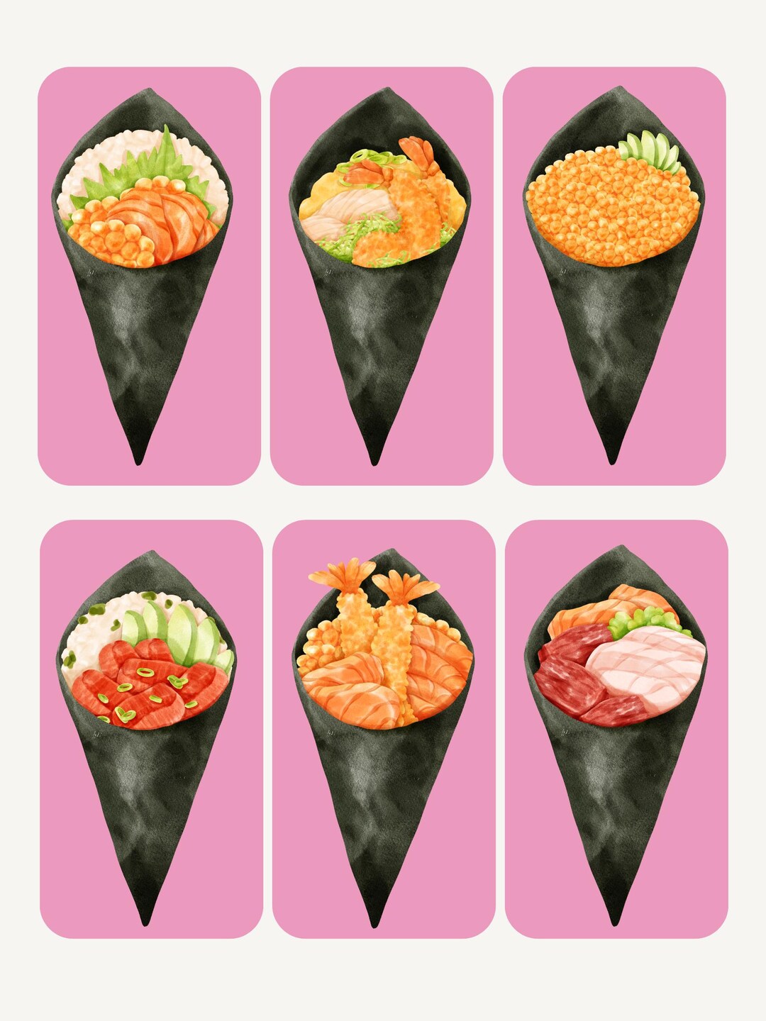 Sushi Handroll Digital Print | Trendy Wall Art | Pretty Preppy Decor ...