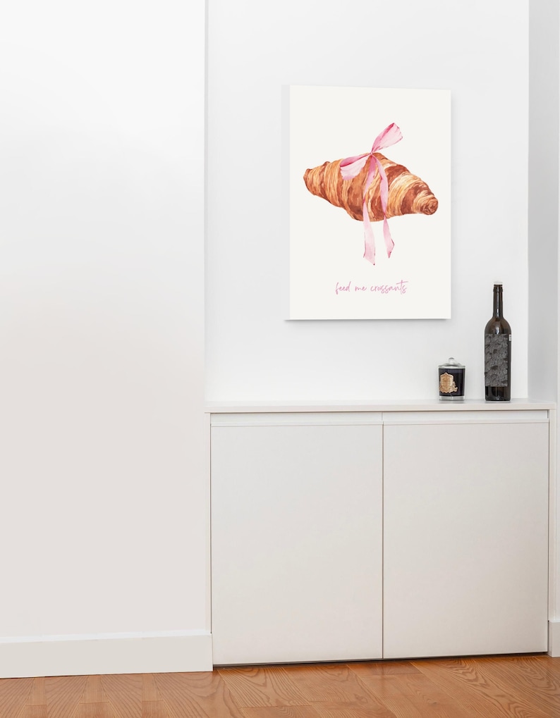 Coquette Croissant Digital Print | Trendy Art | Kitchen Decor | Preppy ...