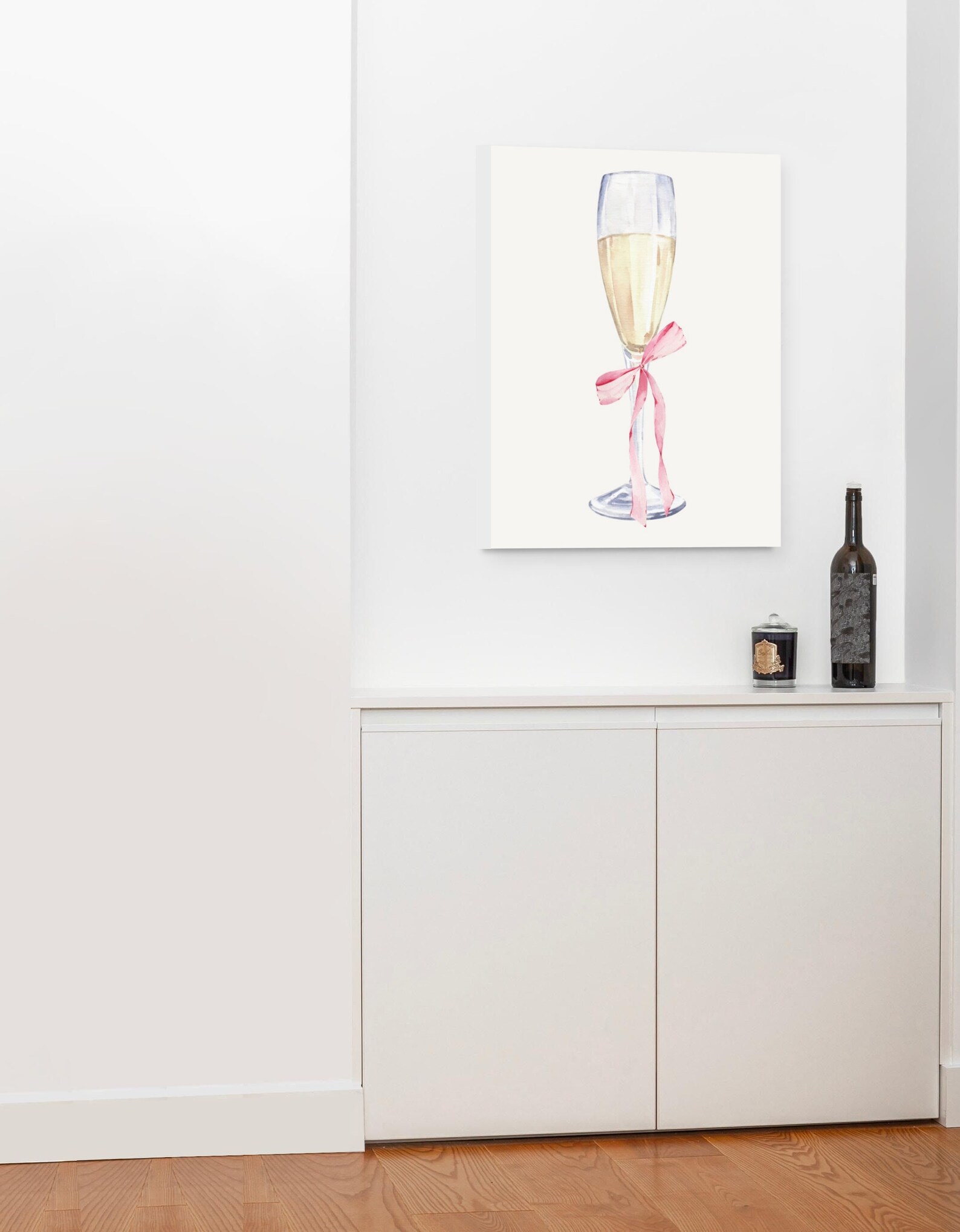 Coquette Pink Bow Champagne Digital Print | Trendy Wall Art | Pretty ...