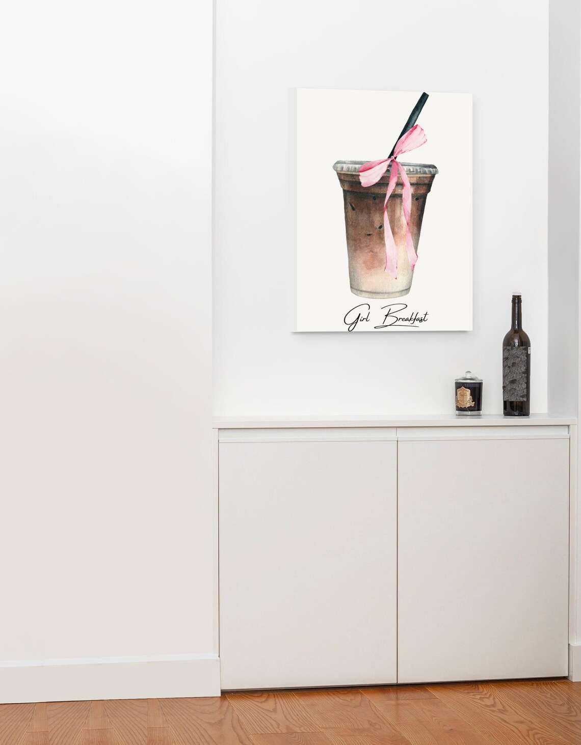 Coquette Pink Bow Iced Coffee Digital Print | Trendy Wall Art | Pretty ...