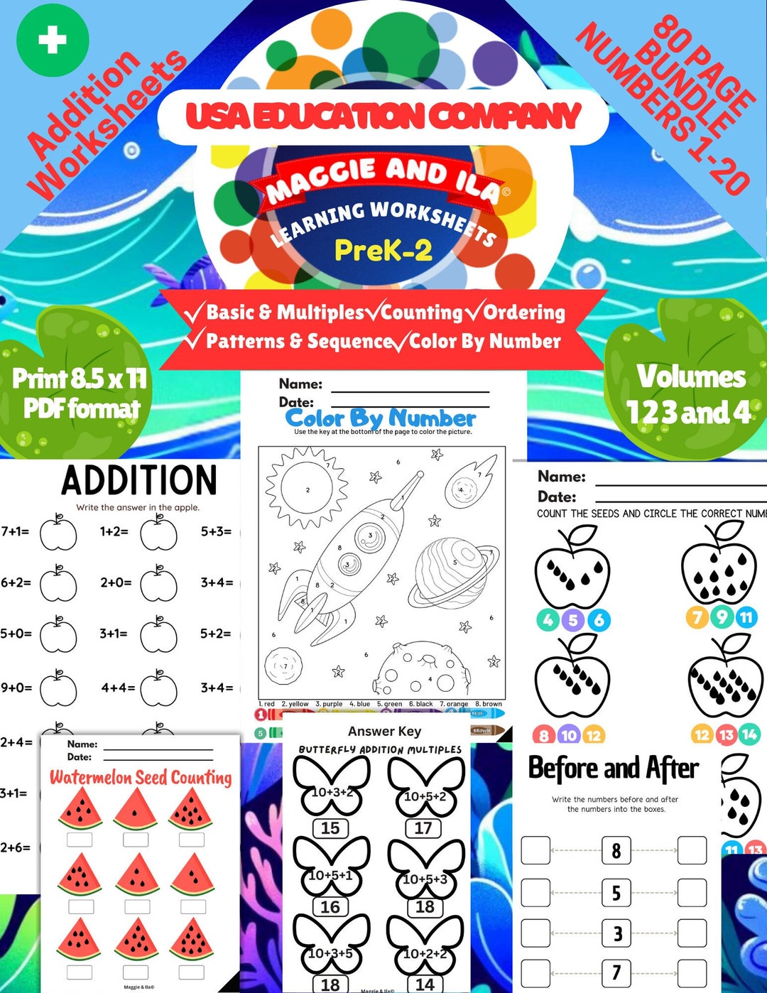 Back to School | Prek-2 | 80 Printable Worksheets | Numbers 1-30 ...