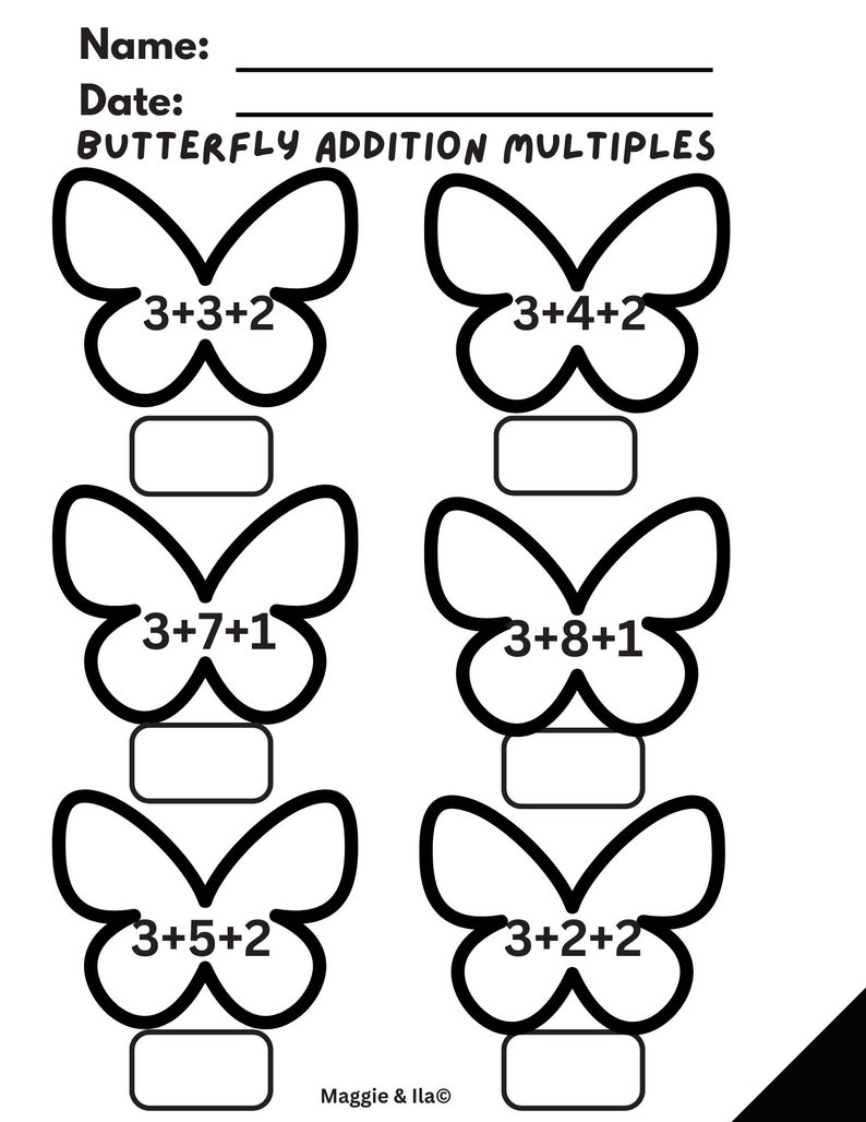 20 Printable Addition Worksheets | Numbers 1-5 | Butterfly Theme ...