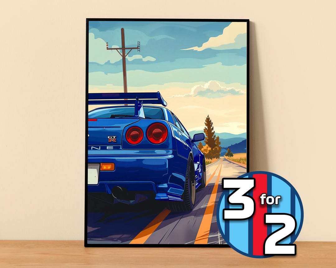 Nissan Poster | Skyline GT-R R34 Poster #5200.1 | JDM Wall Decor | JDM ...