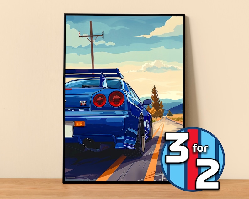 Nissan Poster | Skyline GT-R R34 Poster #5200.1 | JDM Wall Decor | JDM ...