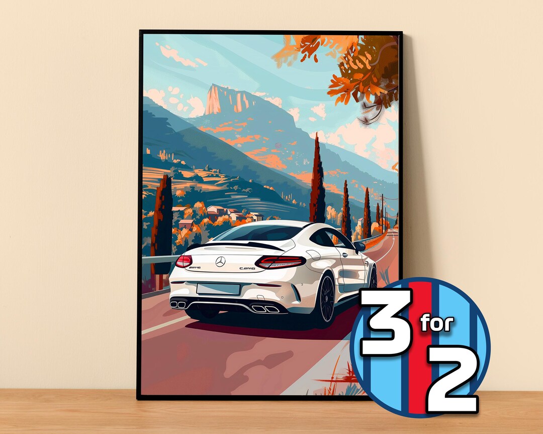 Mercedes Poster | C63 S AMG Poster #5001.6 | Mercedes Wall Decor ...