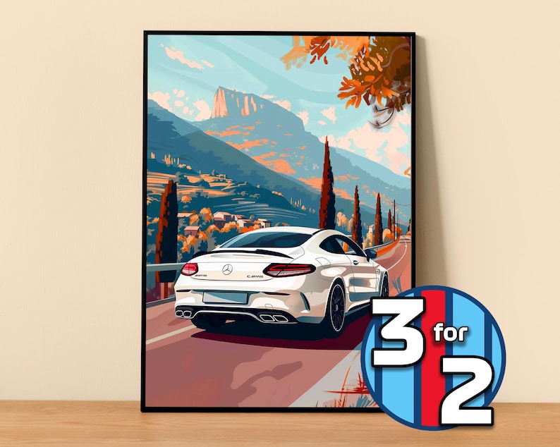Mercedes Poster | C63 S AMG Poster #5001.6 | Mercedes Wall Decor ...