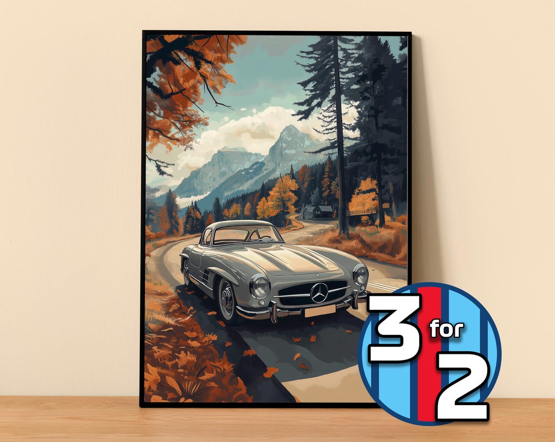Mercedes Poster | 300SL Poster #5003.0 | Mercedes Wall Decor | Mercedes ...