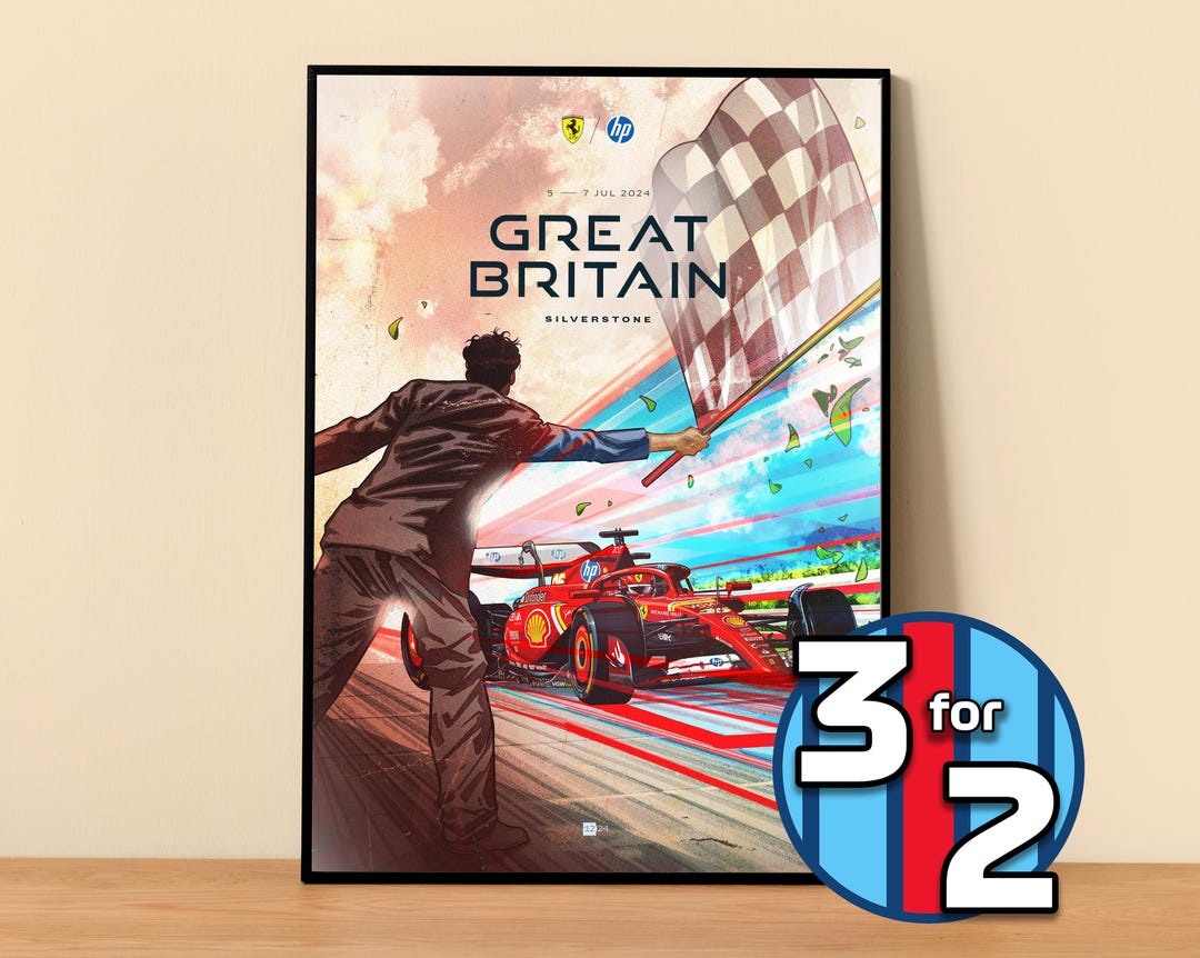 Ferrari Poster Print | British GP 2024 Silverstone Poster | F1 Poster ...