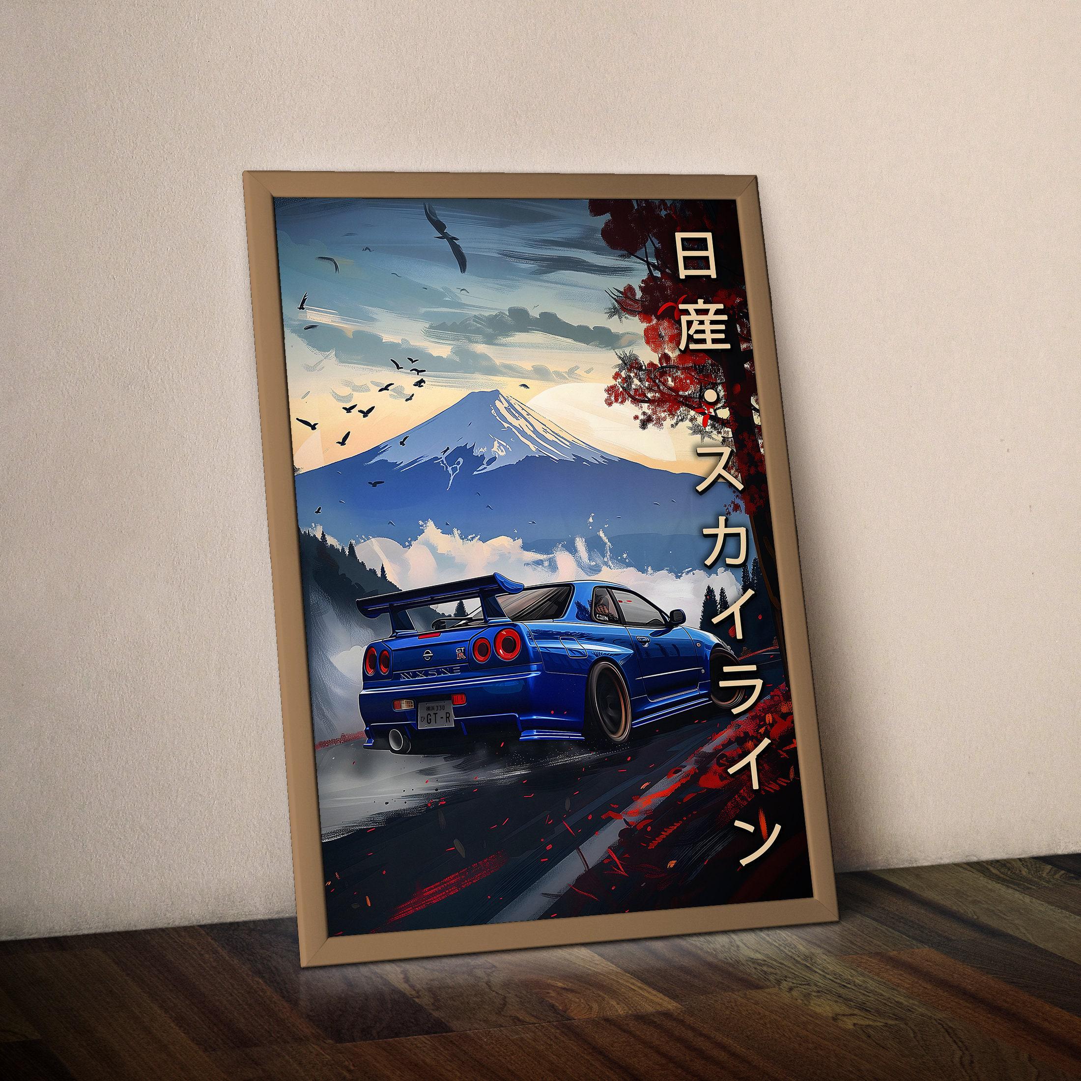 Nissan Poster Skyline GT-R R34 Poster 7200.0 JDM Wall Decor JDM Art ...
