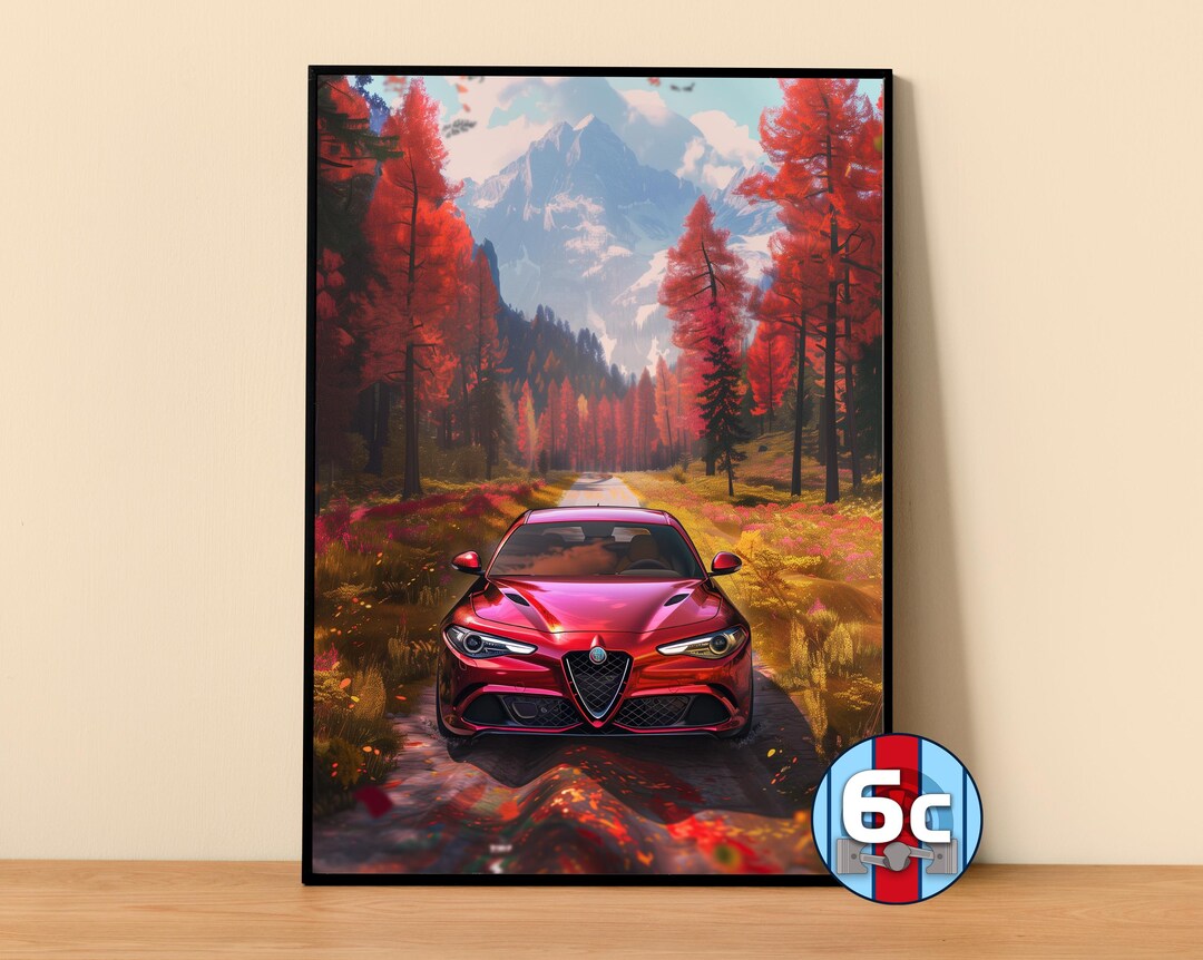 Alfa Romeo Poster | Giulia Quadrifoglio Poster #5110.1 | Alfa Romeo Wall Decor | Alfa Romeo Art ...