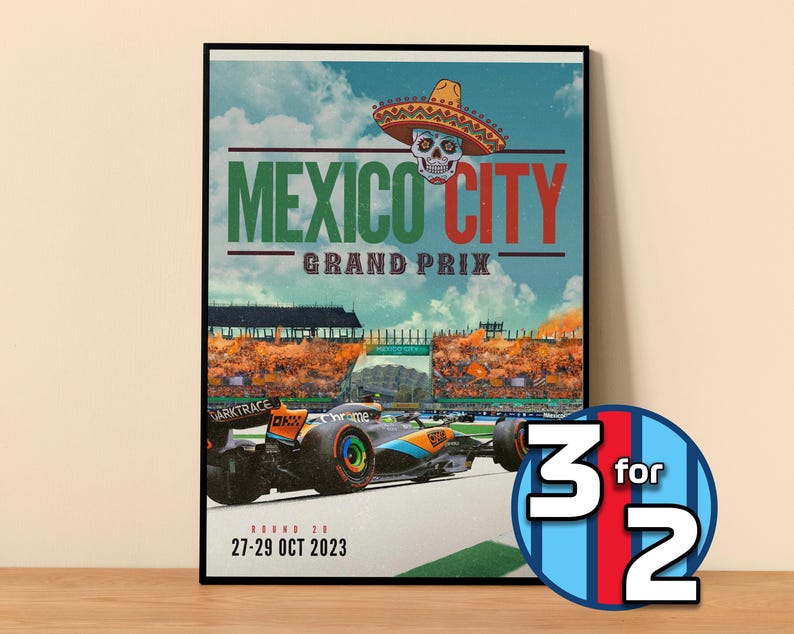 Mclaren F1 Poster Print | Mexican GP 2023 Mexico City Print | F1 Poster ...