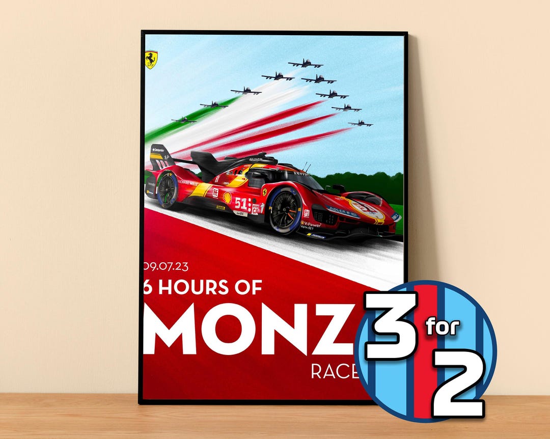 Ferrari Poster Print | 6 Hours of Monza 2023 Poster | Le Mans Poster ...