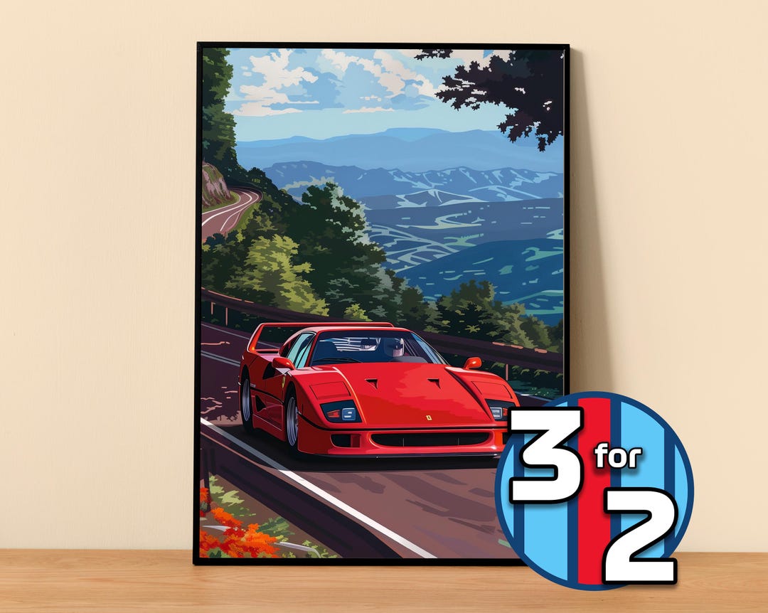 Ferrari Poster | F40 Poster #5101.4 | Ferrari Wall Decor | Ferrari Art ...