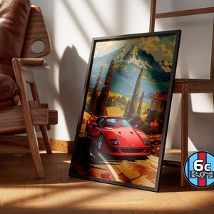 Ferrari Poster | F40 Poster #5101.2 | Ferrari Wall Decor | Ferrari Art ...