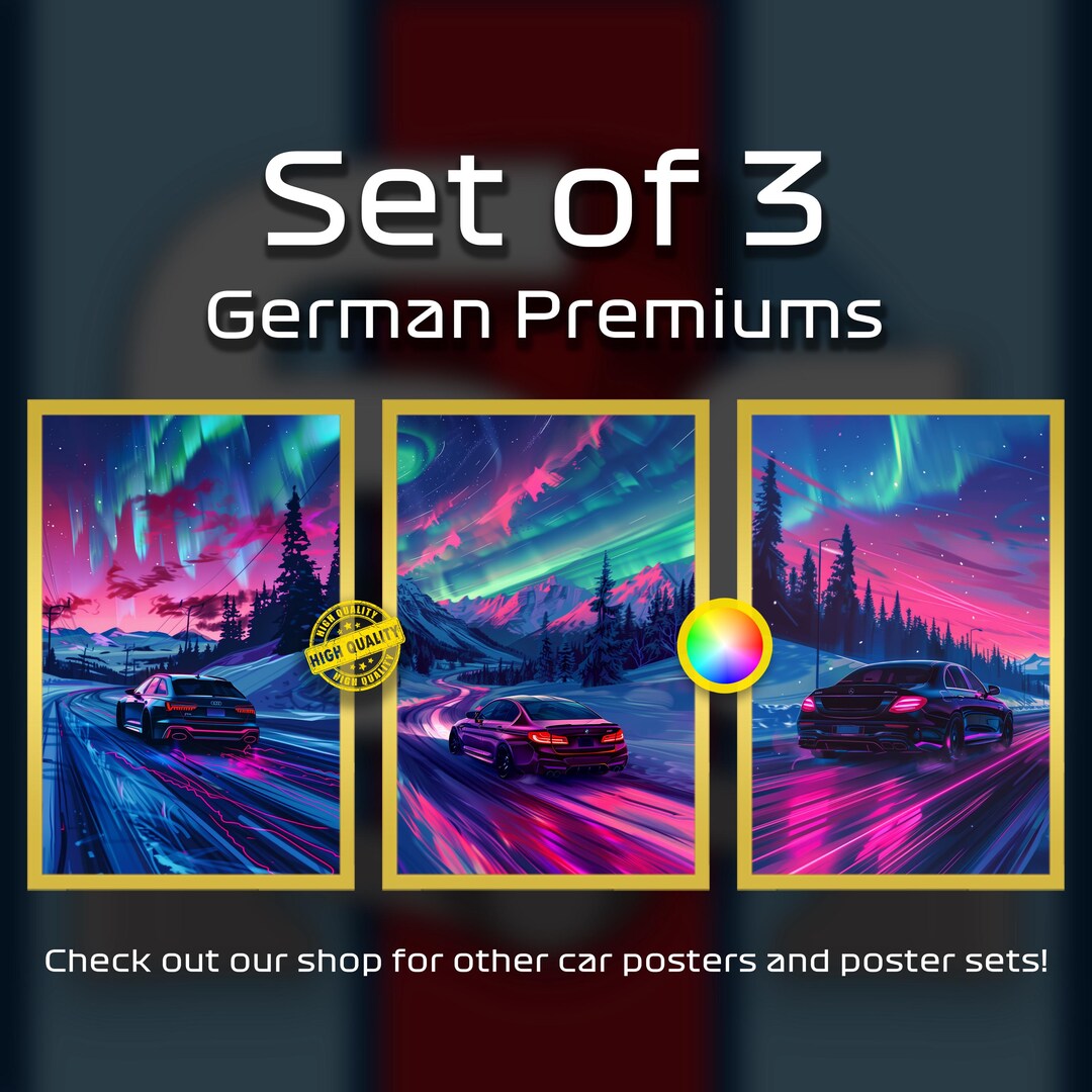 Set of 3 German Premiums Posters #S800 | Audi RS6, BMW M5 Comp ...