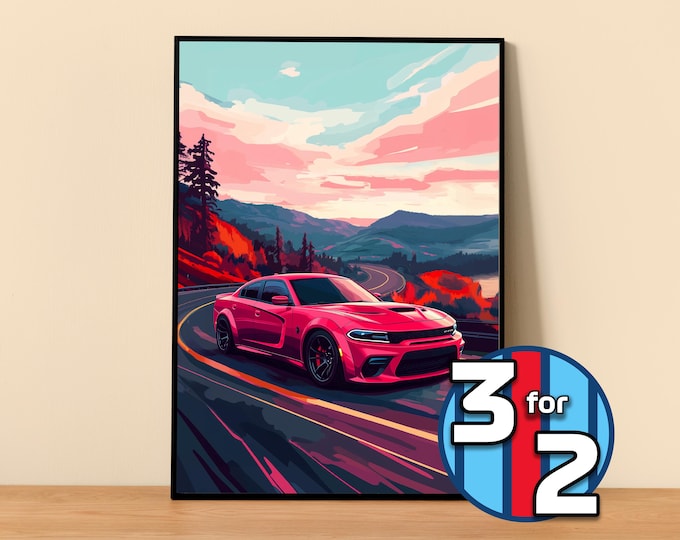 Dodge Charger SRT Hellcat Widebody Poster Print | Wall Art | Car ...