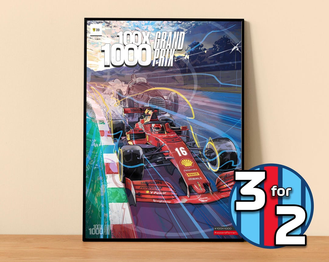 Ferrari Poster Print | 100x1000 GP 2020 1000th GP of Ferrari Print | F1 ...