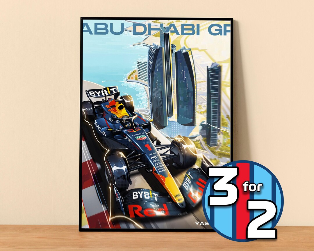 Red Bull F1 Poster Print | Abu Dhabi GP 2023 Yas Marina Poster | F1 ...