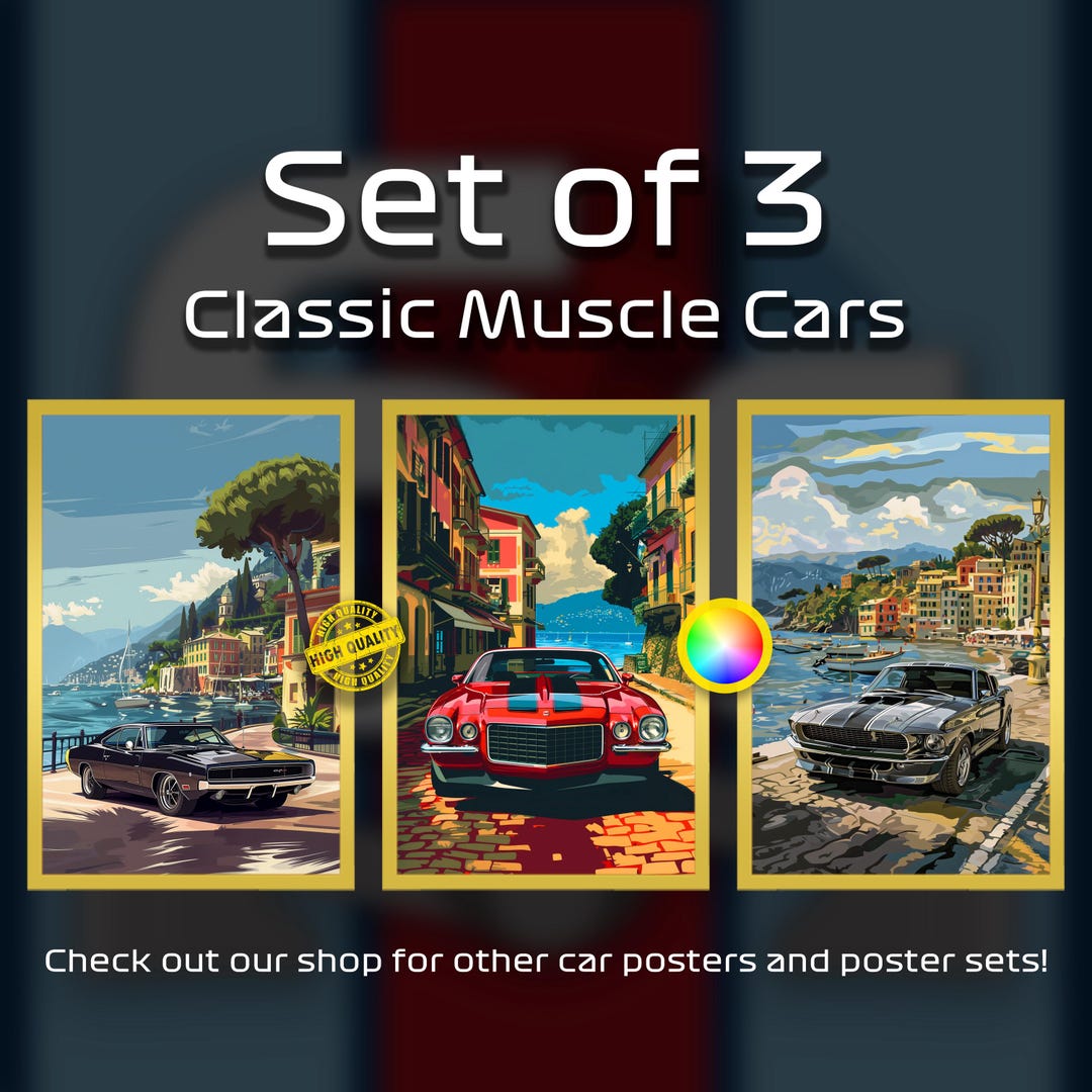 Set of 3 Classic Muscle Cars Posters #S932 | Dodge Charger, Chevrolet ...