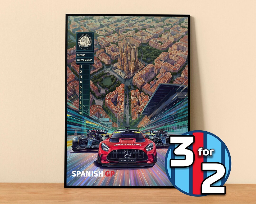 Mercedes AMG F1 Poster Print | Spanish GP 2023 Barcelona Poster | F1 ...