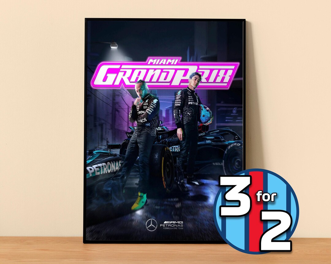 Mercedes AMG F1 Poster Print | Miami GP 2024 Miami Print | F1 Poster ...