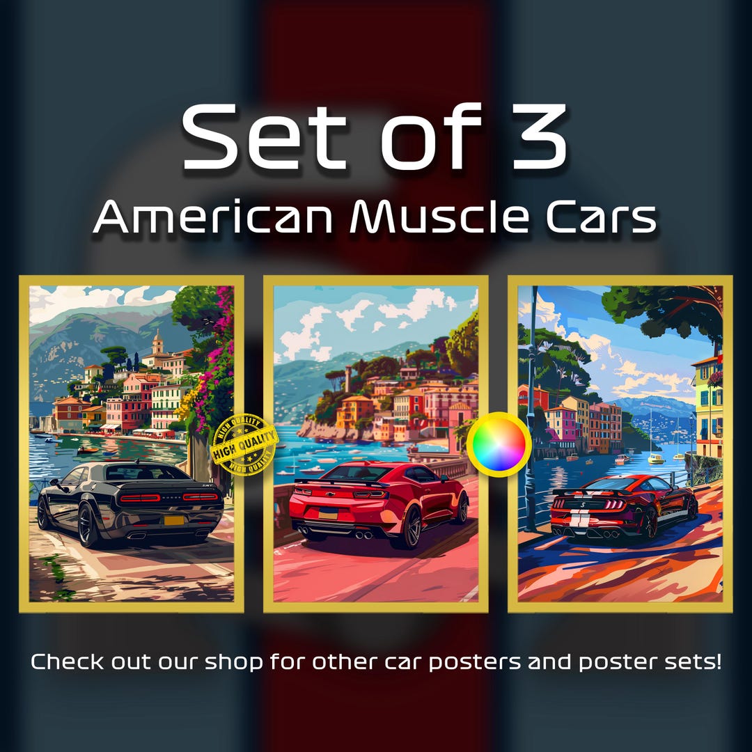 Set of 3 American Muscle Cars Posters #S931 | Dodge Challenger ...