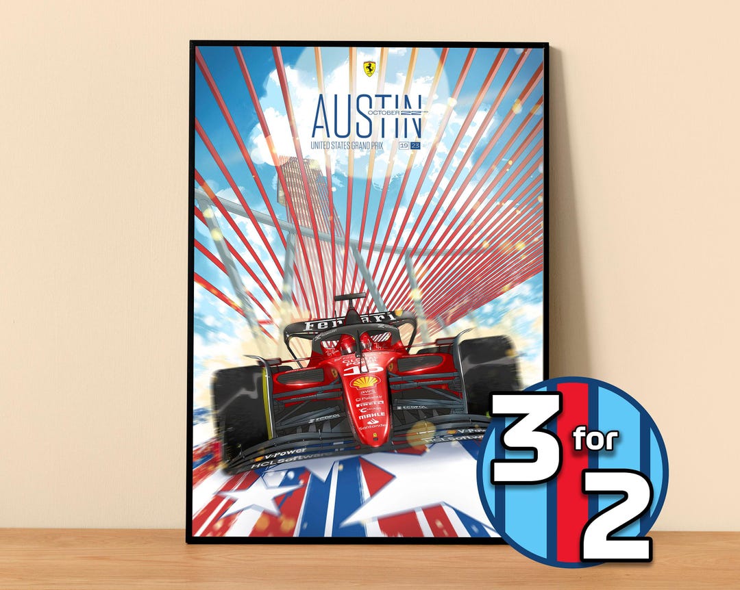 Ferrari Poster Print | United States GP 2023 Austin Print | F1 Poster ...