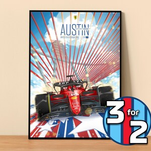 Ferrari Poster Print | United States GP 2023 Austin Print | F1 Poster ...