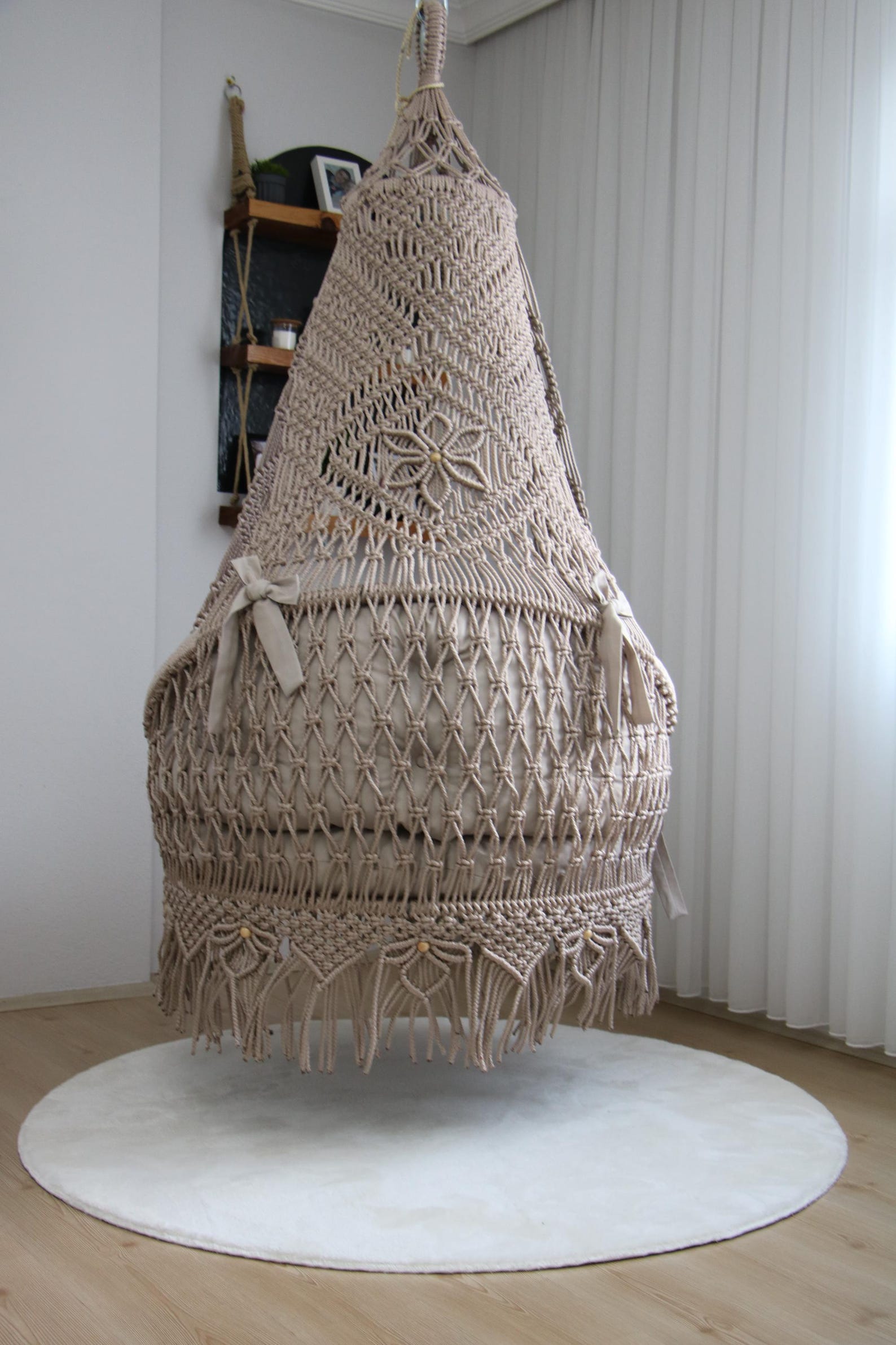 Handmade Macrame Hanging Swing Chair: Boho Balcony Decor - Etsy